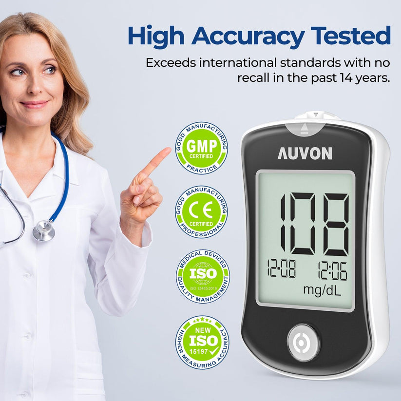 AUVON Blood Glucose Monitor Kit, Diabetes Testing Kit with 100 ...