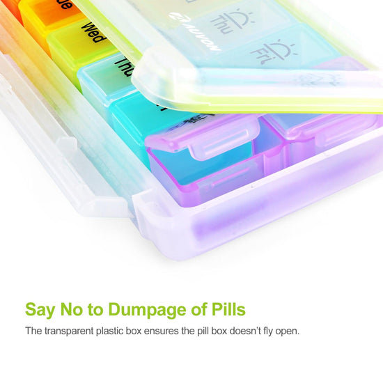 AUVON Moisture-Proof Weekly Pill Organizer (Twice a Day), 7 Day Pill ...